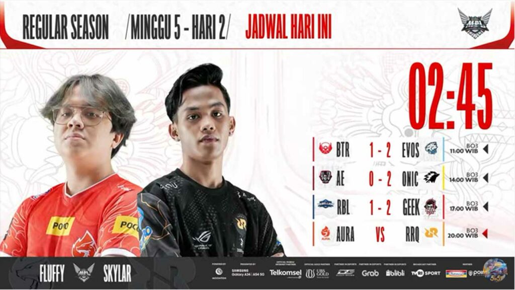 Hasil RRQ vs Aura di MPL ID S11 Regular Season Minggu Ke-5